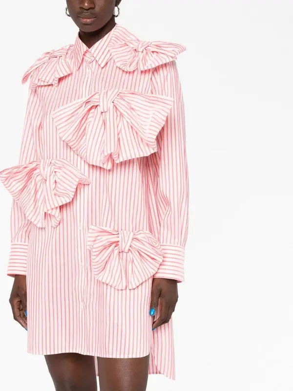 Viktor & Rolf Bow-accented Striped Shirtdress