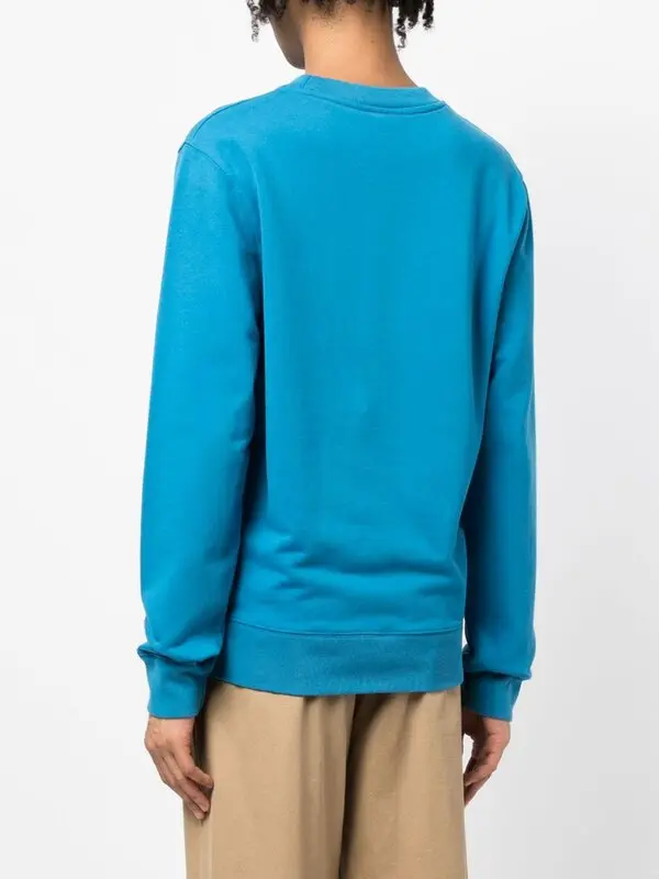 Maison Kitsuné Logo Embroidered Cotton Sweatshirt - Blue