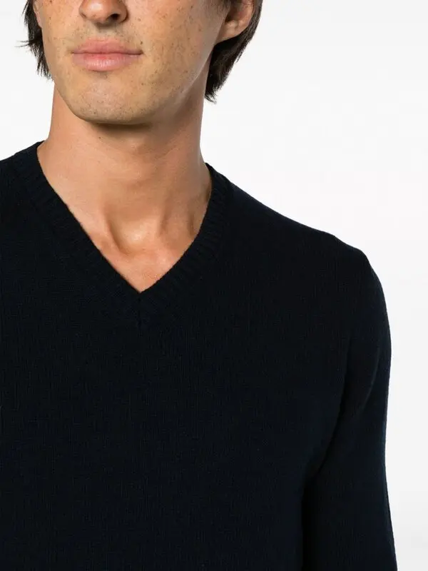 ROBERTO COLLINA V-neck Merino Wool Jumper - Blue