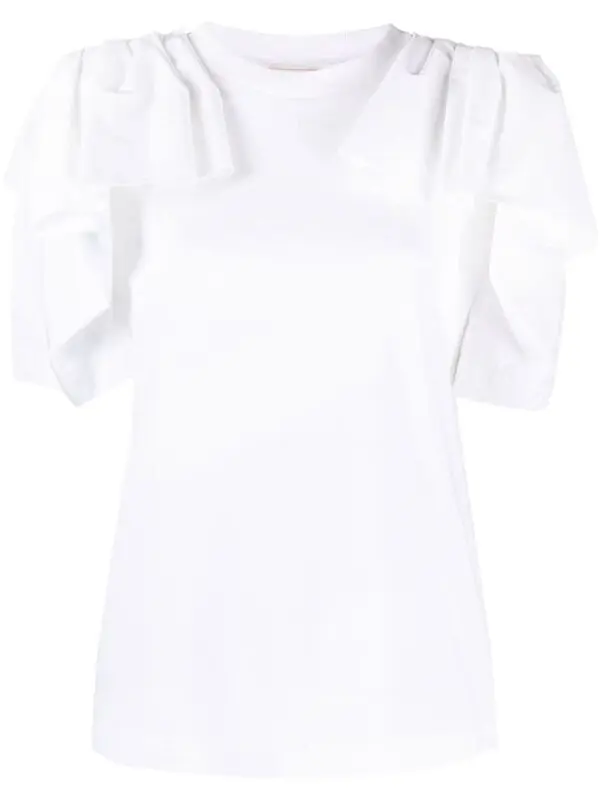 Alexander McQueen Draped Cotton T-shirt - White