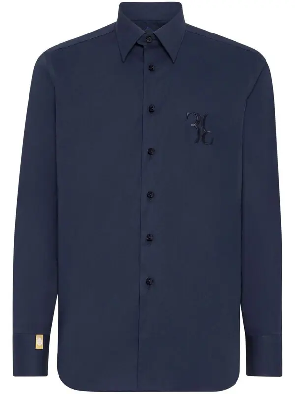 BILLIONAIRE Logo-embroidery Cotton Shirt - Blue