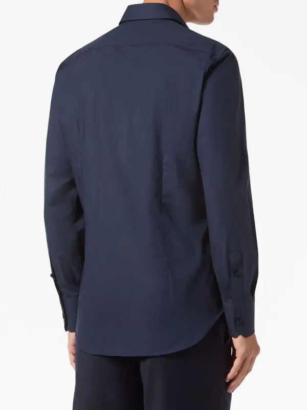 BILLIONAIRE Logo-embroidery Cotton Shirt - Blue