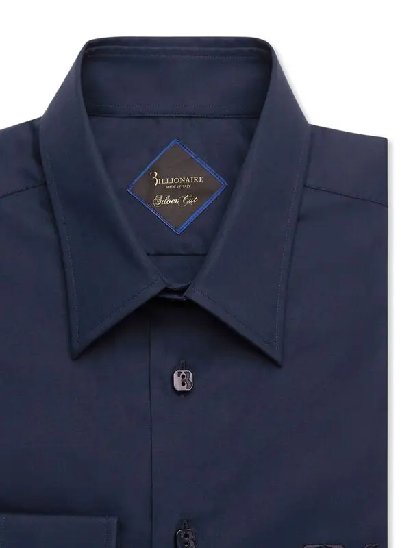 BILLIONAIRE Logo-embroidery Cotton Shirt - Blue