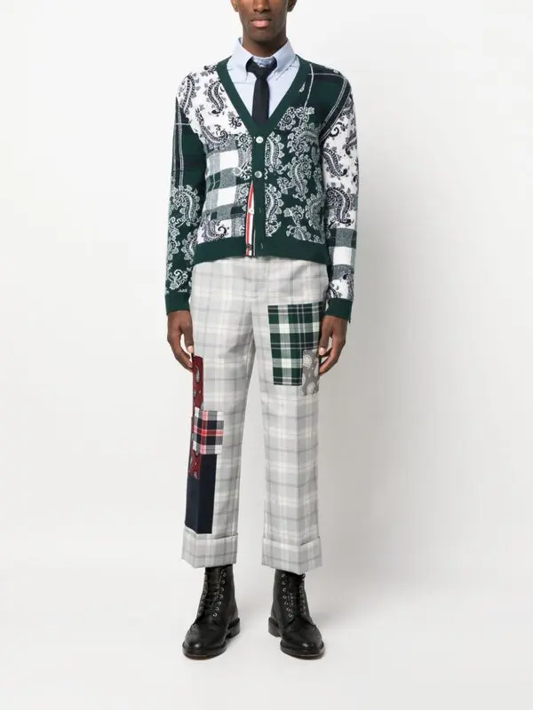 Thom Browne Patterned Jacquard Virgin Wool Cardigan
