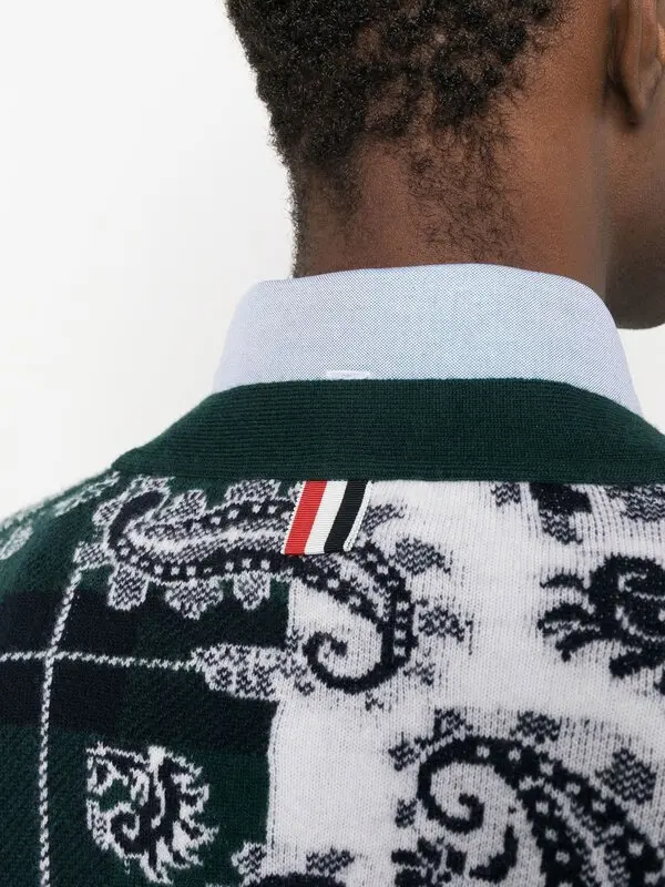 Thom Browne Patterned Jacquard Virgin Wool Cardigan