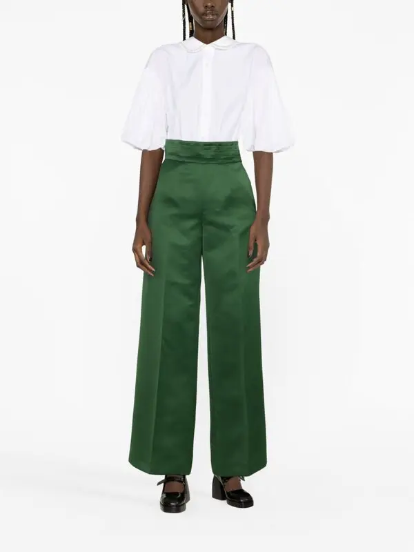 Viktor & Rolf Pleat-detailing High-waist Trousers - Green