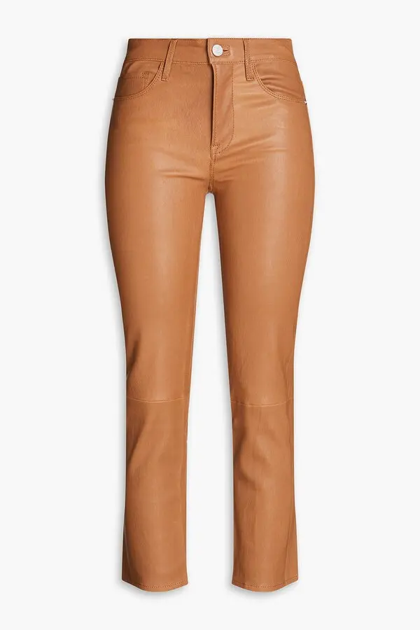 FRAME Le High Straight Cropped Straightleg Leather Pants
