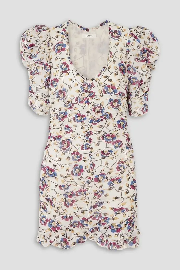 MARANT ETOILE Sireny Floral-print Mini Dress - Ecru