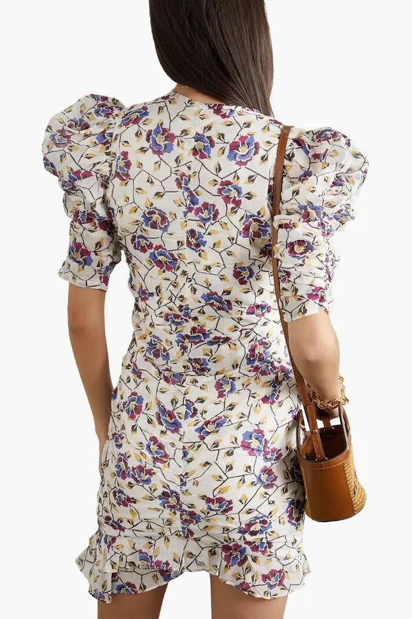 MARANT ETOILE Sireny Floral-print Mini Dress - Ecru