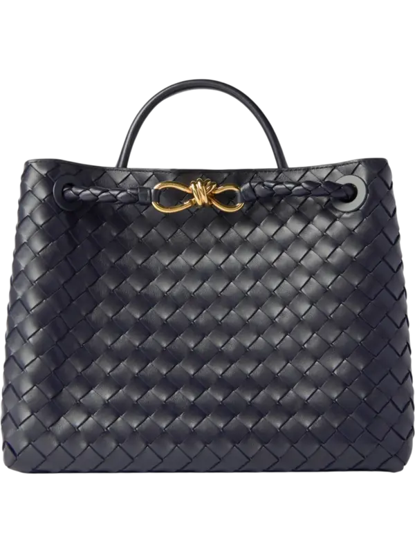 Bottega Veneta Andiamo Medium Embellished Intrecciato Leather Shoulder Bag - Blue