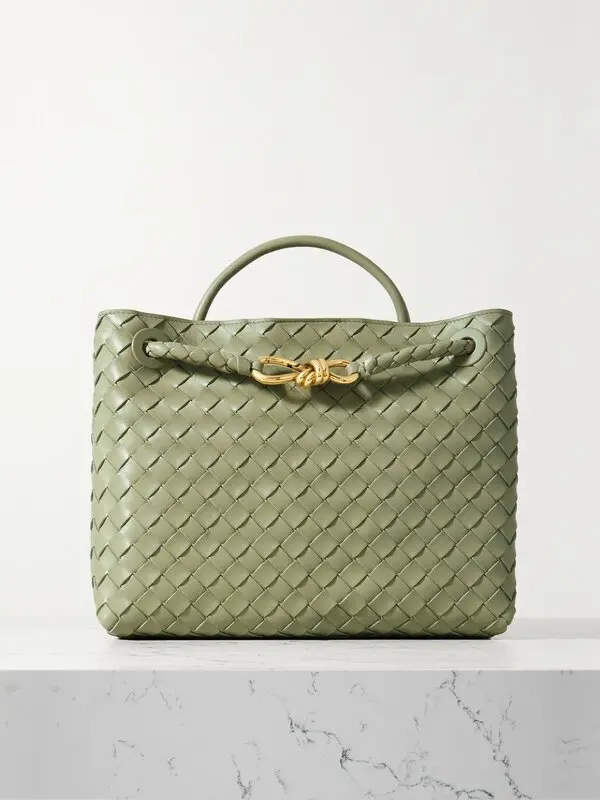 Bottega Veneta Andiamo Medium Embellished Intrecciato Leather Shoulder Bag - Green