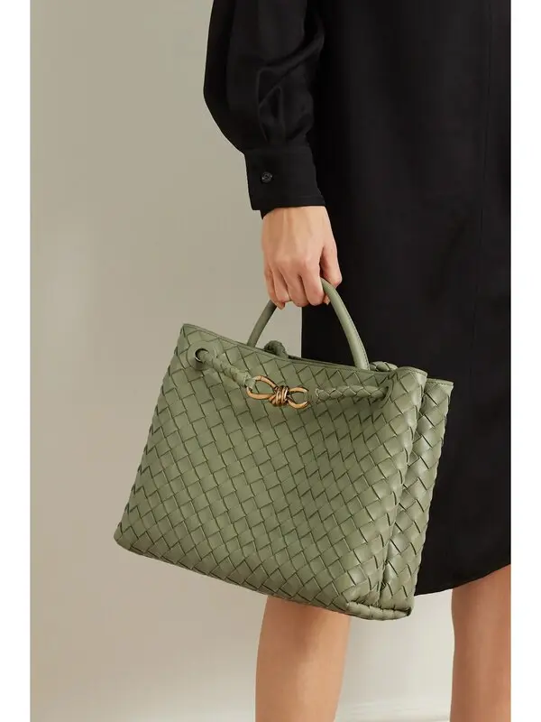 Bottega Veneta Andiamo Medium Embellished Intrecciato Leather Shoulder Bag - Green