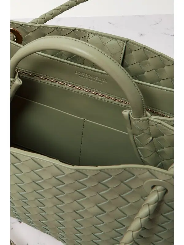 Bottega Veneta Andiamo Medium Embellished Intrecciato Leather Shoulder Bag - Green