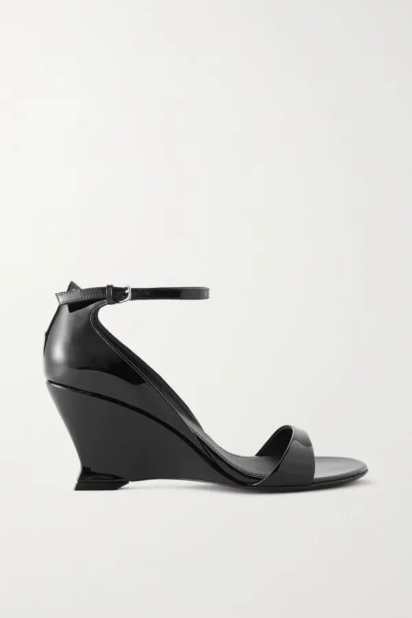 FERRAGAMO Vidette Patent-leather Wedge Sandals