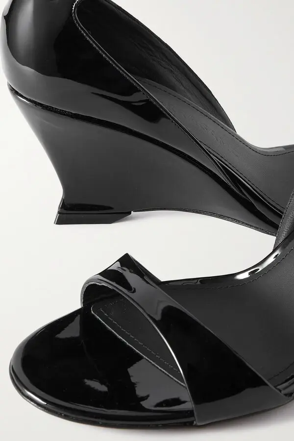 FERRAGAMO Vidette Patent-leather Wedge Sandals