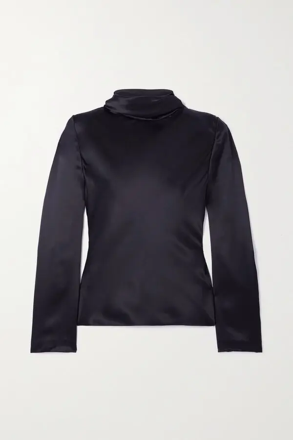 Saint Laurent Open-back Draped Silk-satin Top