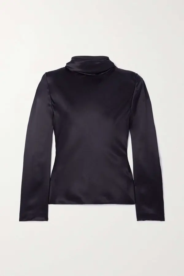 Saint Laurent Open-back Draped Silk-satin Top