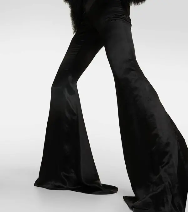 Ann Demeulemeester Low-Rise Flared Trousers In Black - 50% Off