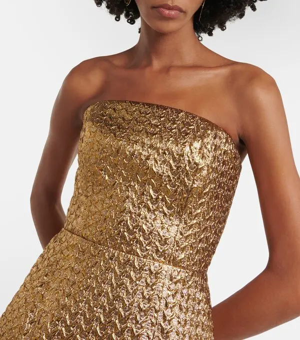 Carolina Herrera Strapless Metallic Gown In Gold - 50% Off | Editorialist