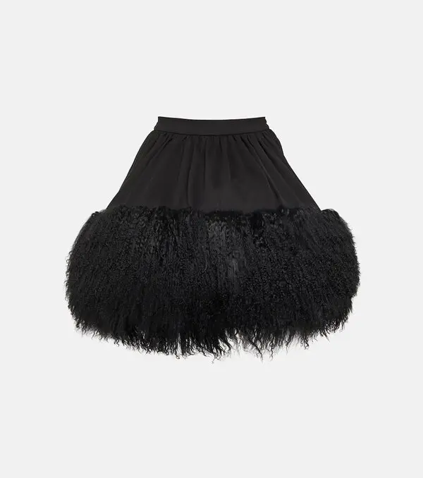 David Koma Jersey And Shearling Miniskirt