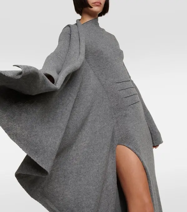 ANN DEMEULEMEESTER Zorka Draped Wool And Cashmere Maxi Dress