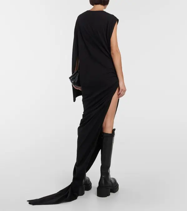 rick owens cotton jersey maxi dress Edfu hooded cotton-jersey maxi dress - black