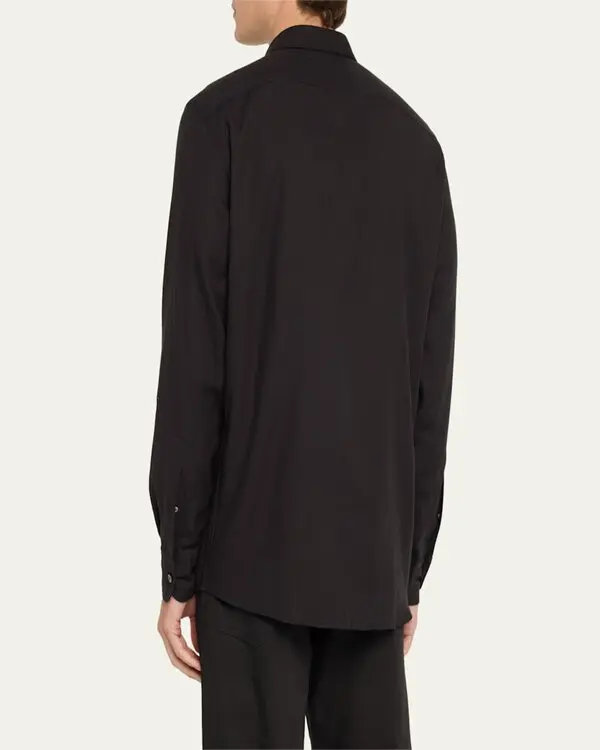 Zegna Cashco Cashmere-cotton Sport Shirt - Black Solid
