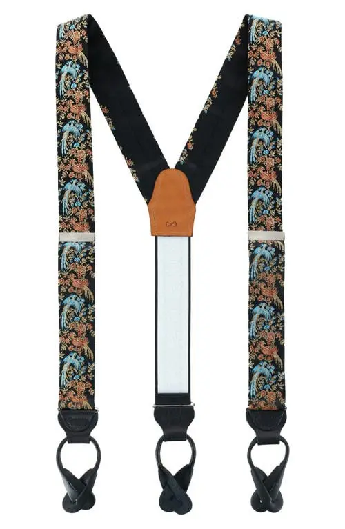 Trafalgar Birds Of Paradise Floral Silk Suspenders - Black