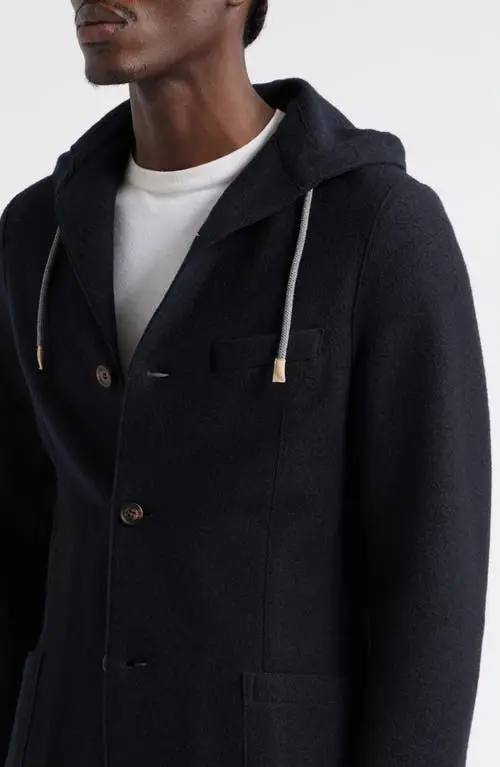 Eleventy Boiled Wool Hooded Sport Coat