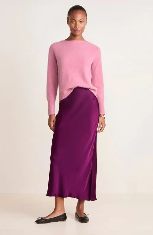 Vineyard Vines Satin Midi Slip Skirt - Dark Plum