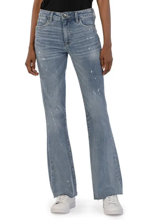 Kut From The Kloth Stella Fab Ab Raw Hem High Waist Flare Jeans - Navigate