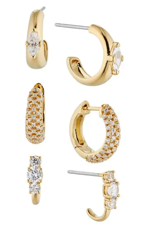Nadri Cleo Set Of 3 Hoop Earrings - Gold