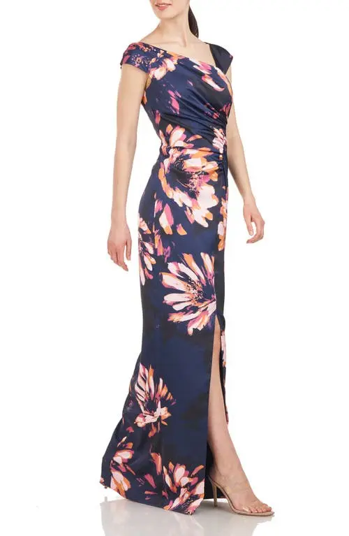 KAY UNGER Wafa Floral Column Gown