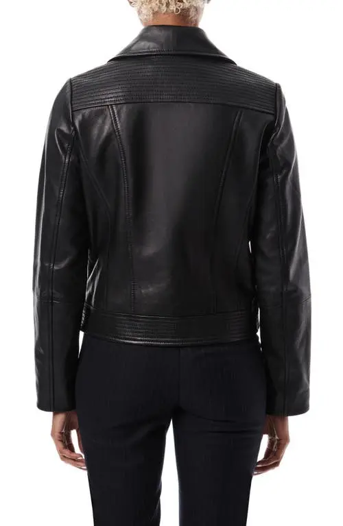 Bernardo Crop Leather Moto Jacket - Black