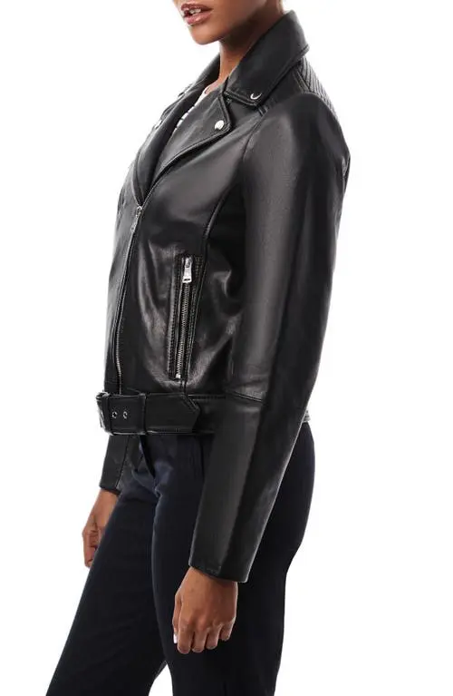 Bernardo Crop Leather Moto Jacket