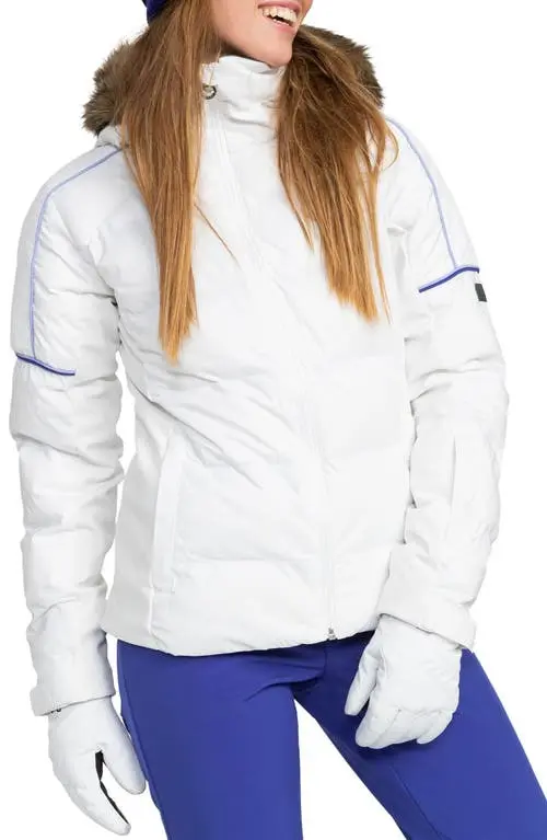 Roxy Snowblizzard Snow Jacket With Removable Faux Fur Trim & Hood - Bright White
