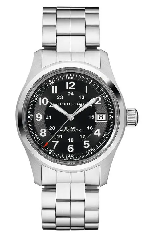 Hamilton Khaki Field Automatic Bracelet Watch - Silver/black