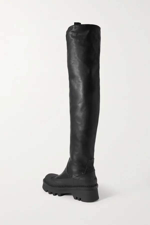 Chloé Raina Tpu-trimmed Leather Platform Knee Boots