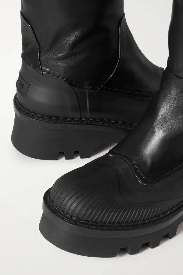 Chloé Raina Tpu-trimmed Leather Platform Knee Boots