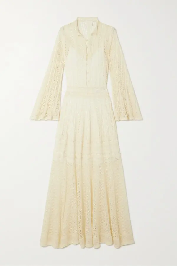 Chlo Crocheted Linen, Cashmere And Silk-Blend Maxi Dress In Cream - 50%  Off | Editorialist