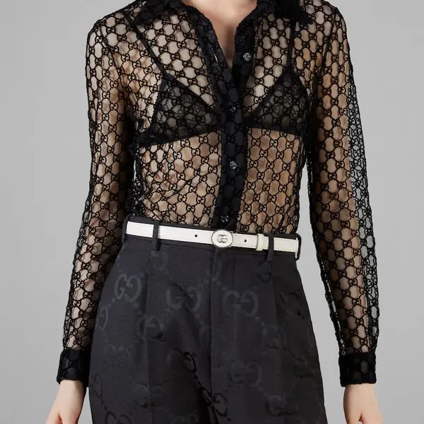 Gucci Petite Gg Thin Belt Leather