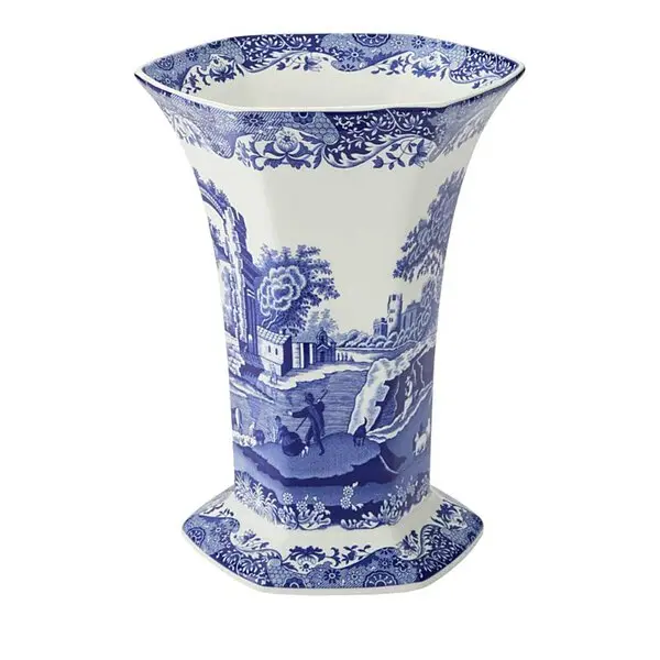 SPODE Blue Italian Hexagonal Vase - Blue/white