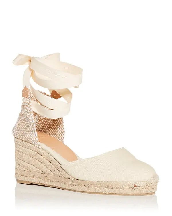 CastaÑer Carina Ankle Tie Espadrille Wedge Sandals - Ivory
