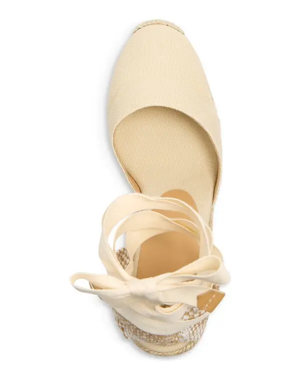 CastaÑer Carina Ankle Tie Espadrille Wedge Sandals - Ivory