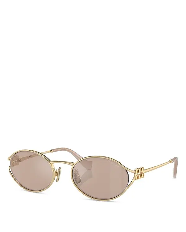Miu Miu Metal Oval Sunglasses, 54mm - Gold/pink Mirrored Solid