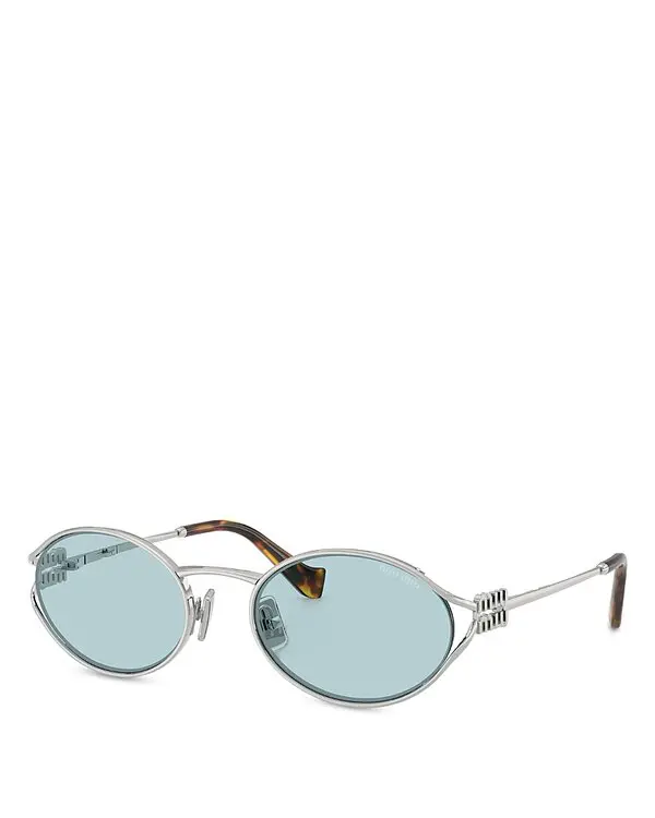 Miu Miu Metal Oval Sunglasses, 54mm - Silver/light Blue