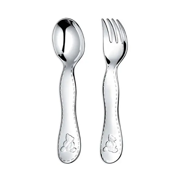 Christofle Charlie Bear Fork & Spoon Set - Stainless Steel