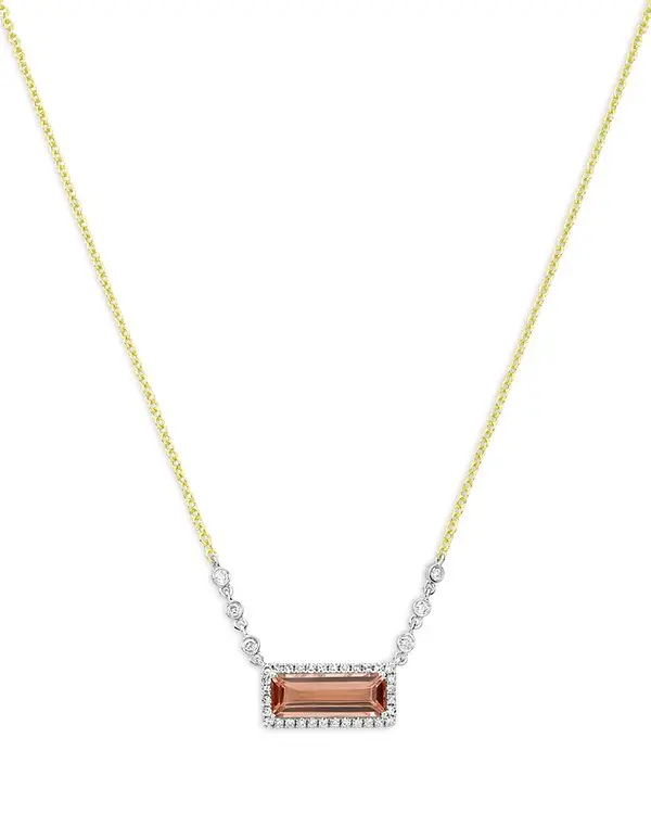 Meira T 14k White & Yellow Gold Tourmaline & Diamond Pendant Necklace - Orange/gold