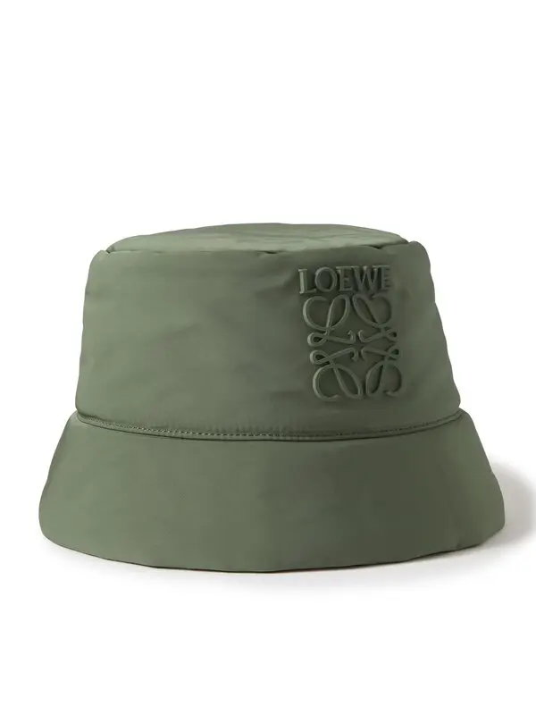 Loewe Logo-appliquéd Padded Bucket Hat - Green
