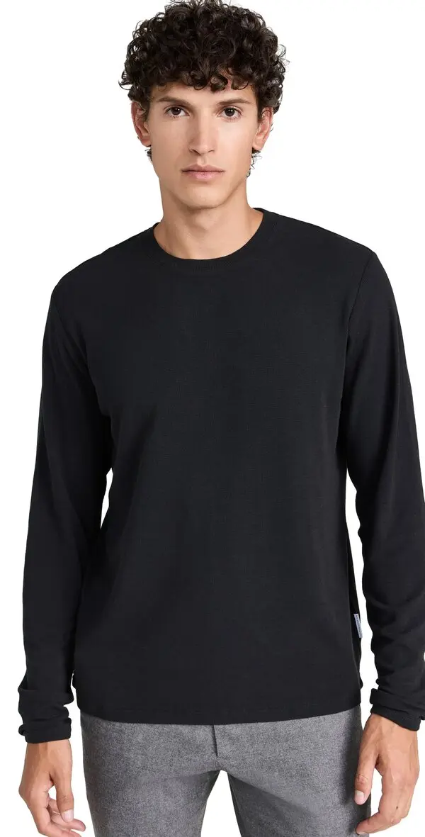 Nn07 Clive Waffle Knit Tee - Black